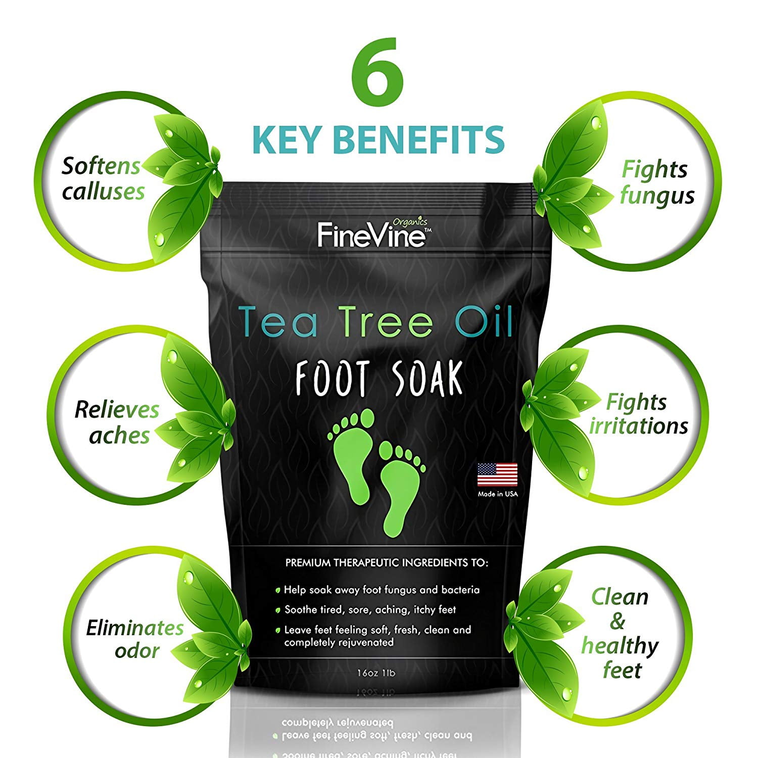 Tea Tree Oil Foot Soak with Epsom Salt – Made in USA – for Toenail ...