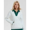 American Retro Style Women'S Sweatshirt Color Block Collar Long Sleeve ...