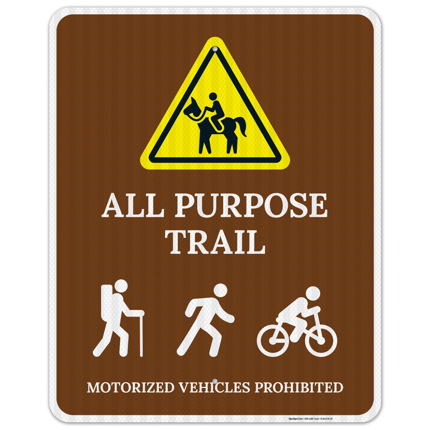 All Purpose Trail Motorized Vehicles Prohibited Sign, - Walmart.com