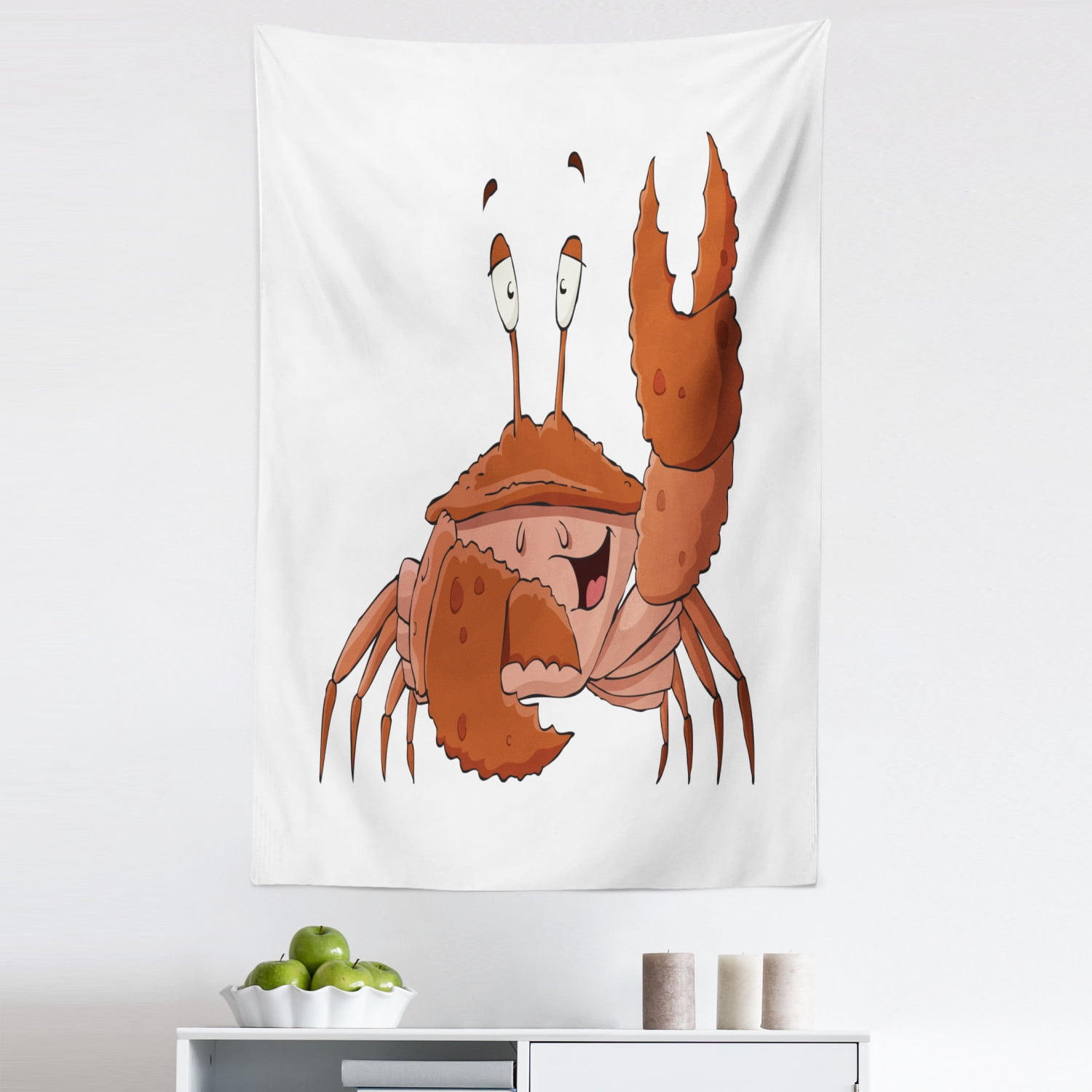 Crabs Tapestry, Friendly Chela Arthropod Waving His Nipper Greeting ...