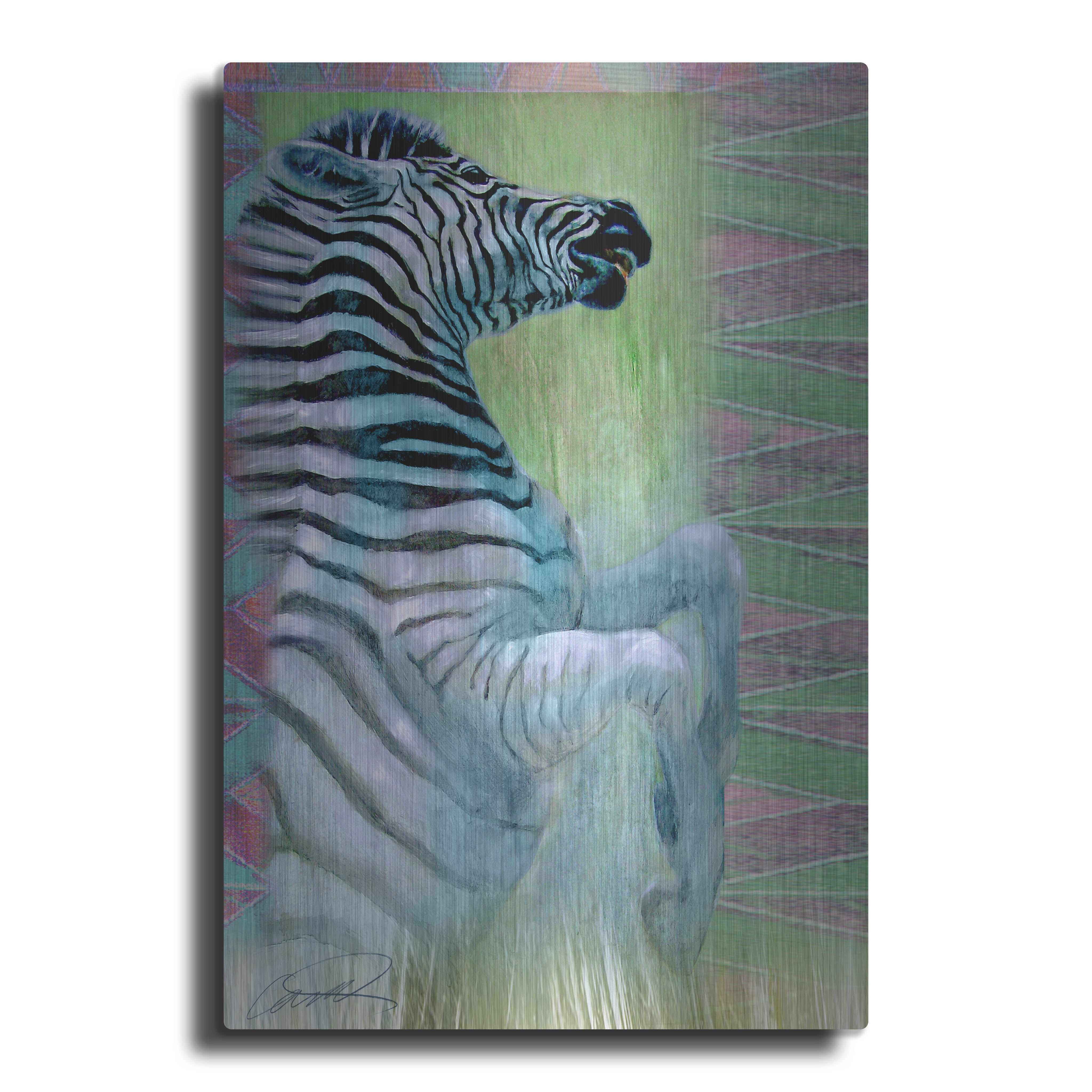 Luxe Metal Art 'Zebra Zest' by Robert Campbell, Metal Wall Art, 12"x16 ...