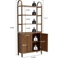 71 Inch Tall Arched Bookshelf Storage in Walnut with Fluted Doors ...