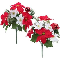 Christmas Artificial Flowers Poinsettia Bouquet Mixed Christmas Bush ...