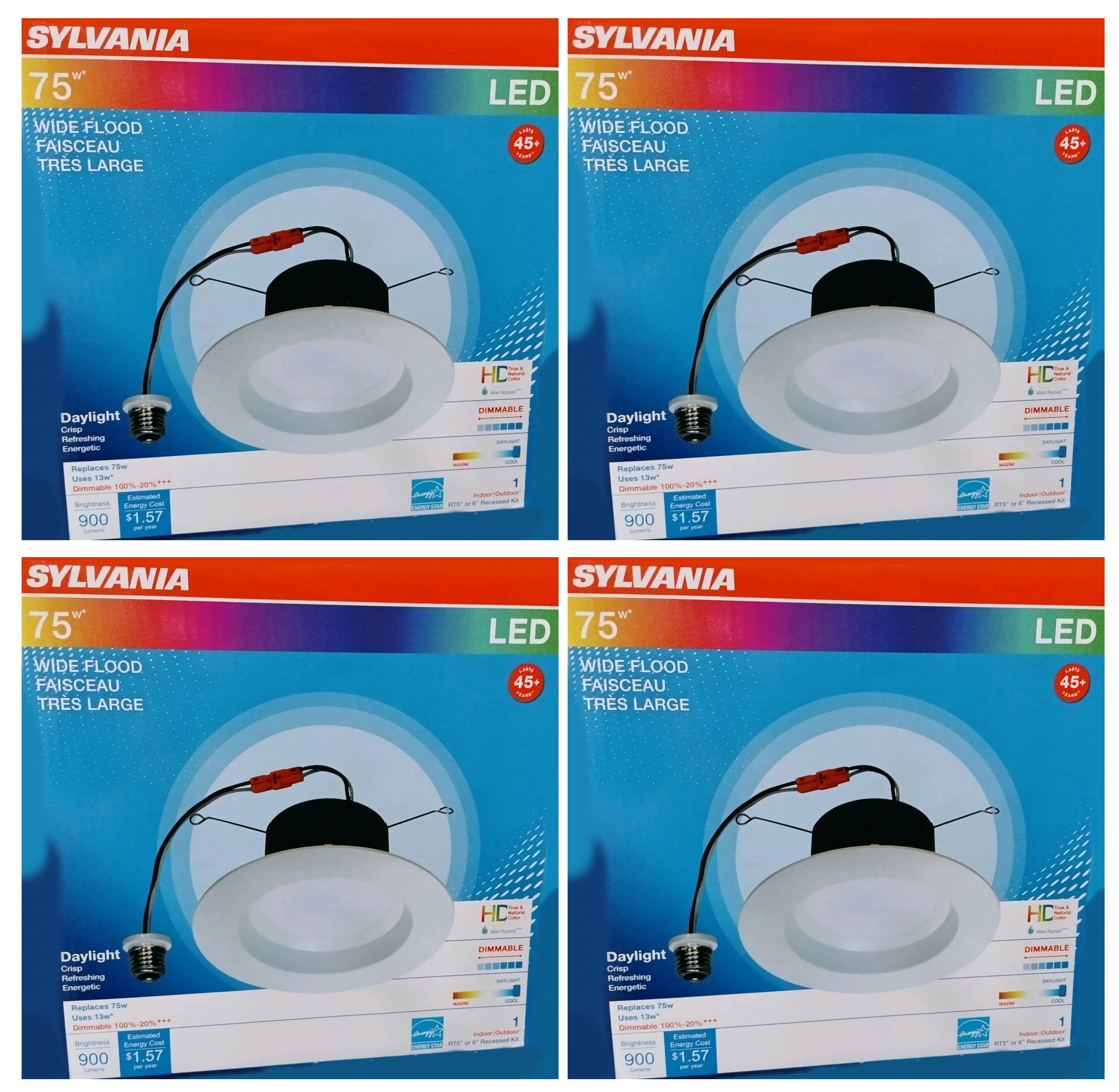 (case of 4) Sylvania 74297 - LEDRT56900950RP LED Recessed Can Retrofit ...