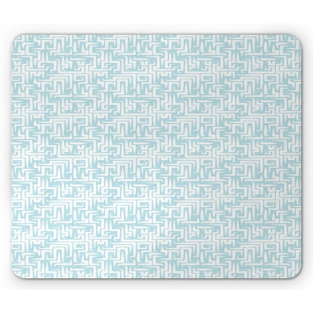 Baby Blue Mouse Pad, Monochromatic Abstract Tangled Maze Look Geometric ...