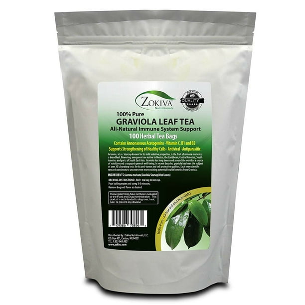Graviola Tea Mega Pack (100 Bags) Soursop - in Resealable Zip Pouch ...