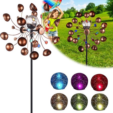 Solar Wind Spinner,Solar Powered Kinetic Wind Spinner With Multi-Colour ...