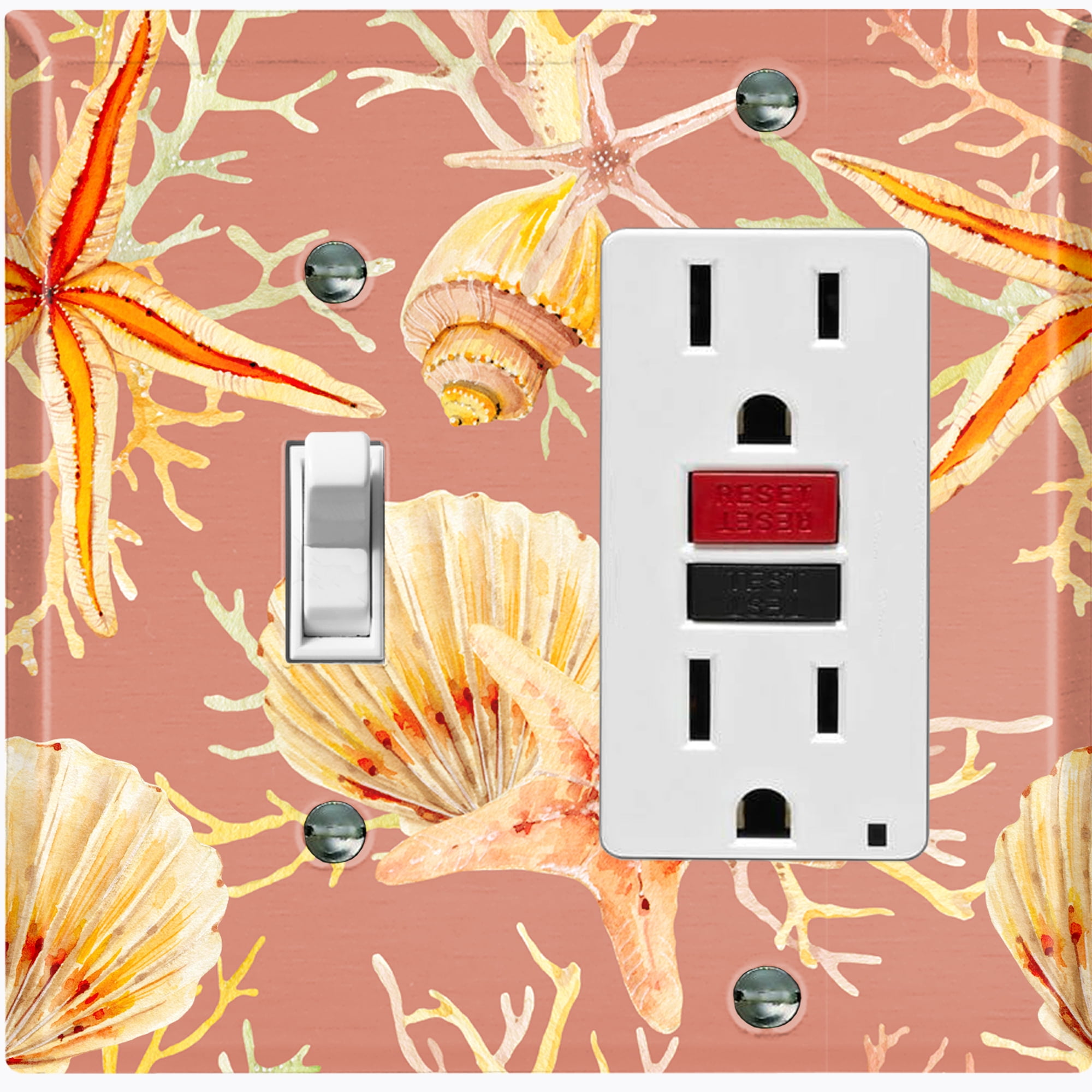 Metal Light Switch Wall Plate Outlet Cover (Ocean Sea Star Fish Shell ...