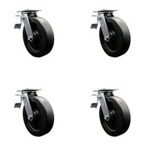 6 Inch Phenolic Caster Set with Roller Bearings and Total Lock Brakes ...