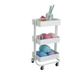 Lexington White 3-Tier Movable Metal Utility Rolling Cart with Wheels ...