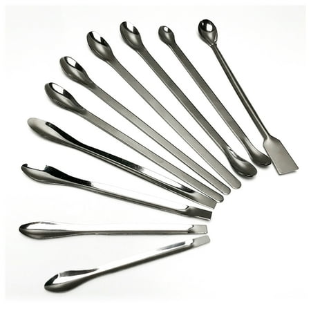 Shapeiony 10 Pieces Laboratory Spoon Sampling Spatula Stainless Steel ...