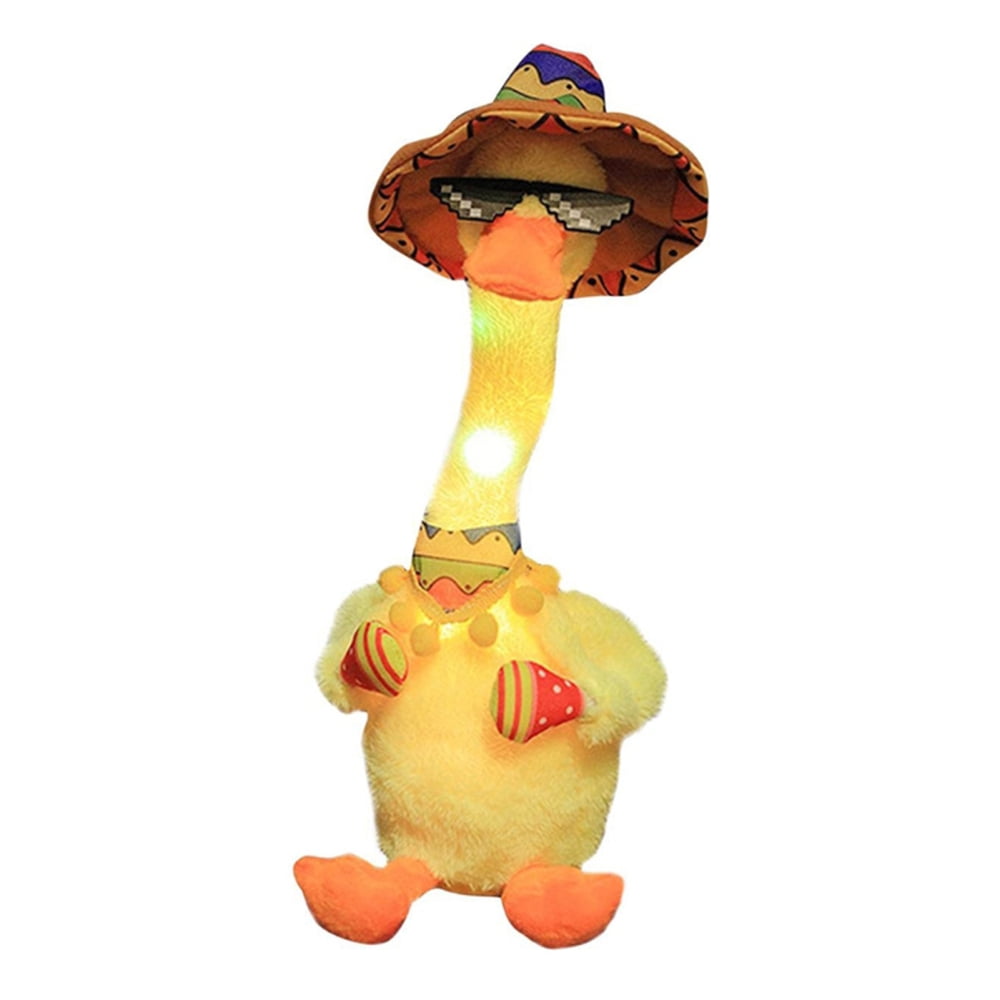 Dancing Singing Duck Toy Repeating Talking Wiggle Electric Duck Plush ...