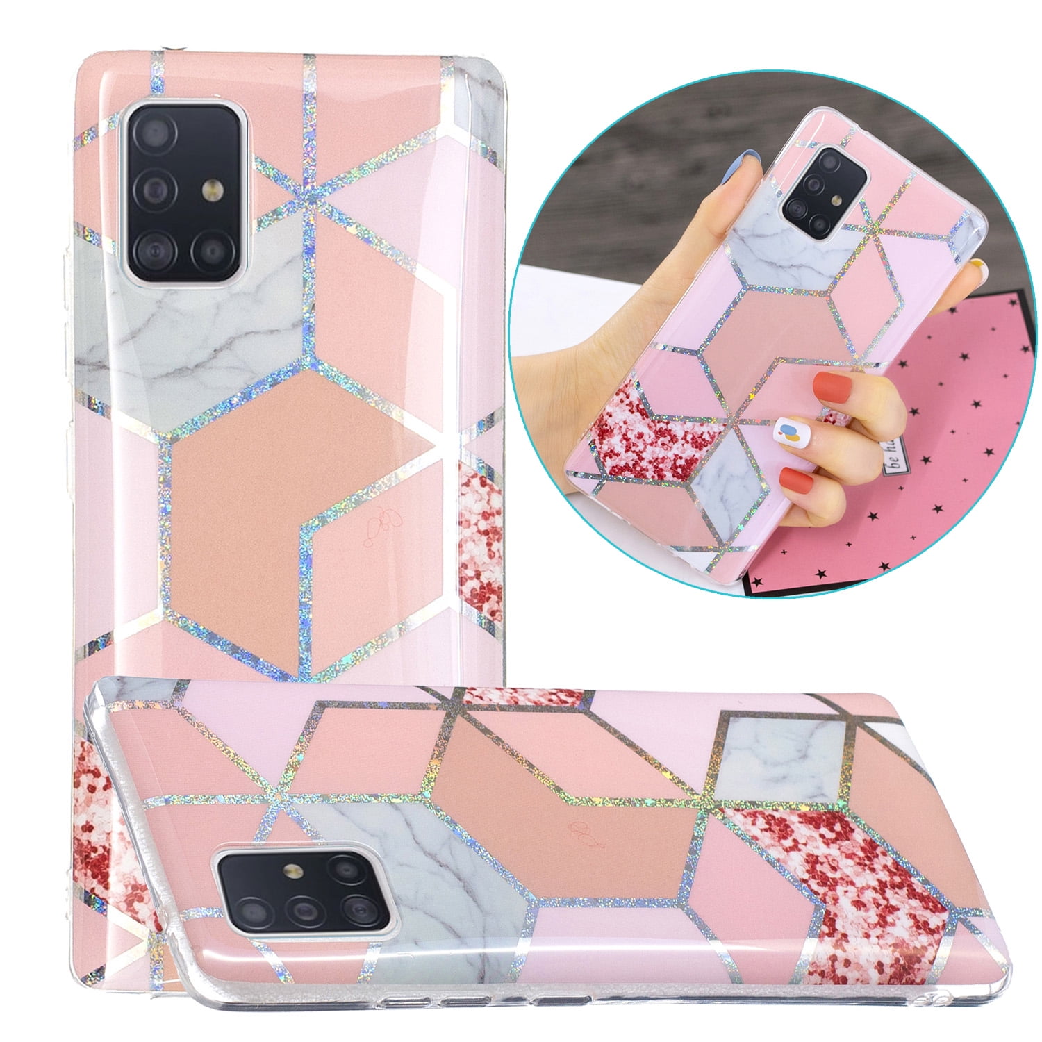 Samsung A51 Case 5G, Cute Flowers Design Plating Raised Corners Bumper ...