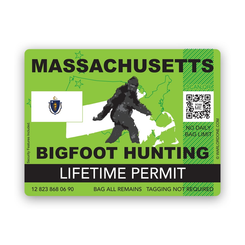 Massachusetts Bigfoot Hunting Permit Sticker Decal - Self Adhesive ...