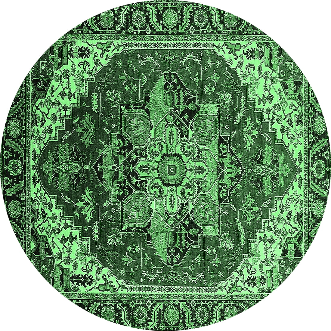 Ahgly Company Indoor Round Persian Emerald Green Traditional Area Rugs ...