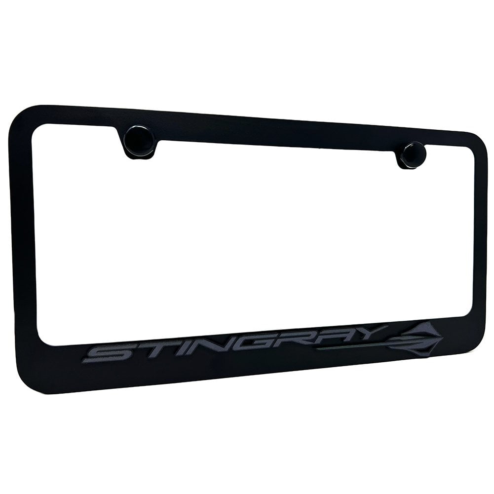 C8 Corvette Stingray License Plate Frame - Black with Black C8 Stingray ...