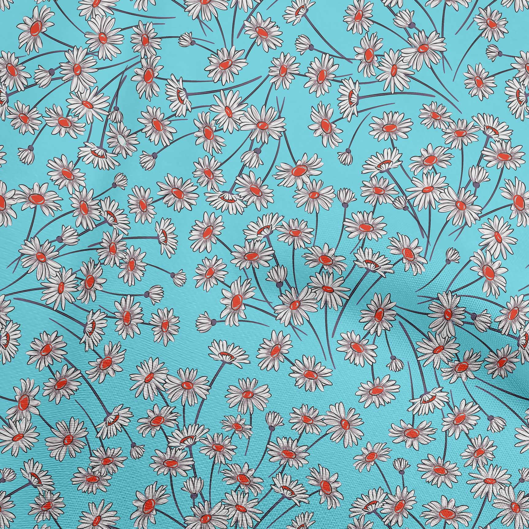 oneOone Viscose Jersey Turquoise Blue Fabric Floral Diy Clothing ...