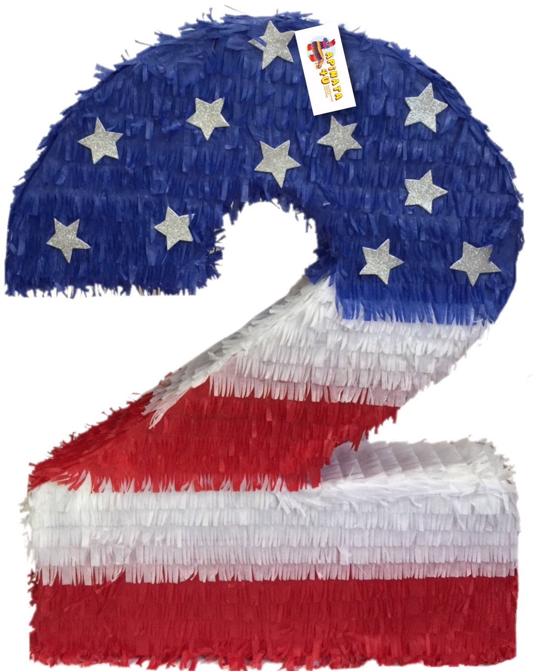 APINATA4U 20'' Tall Patriotic Number Two Piñata 4th July Piñata ...