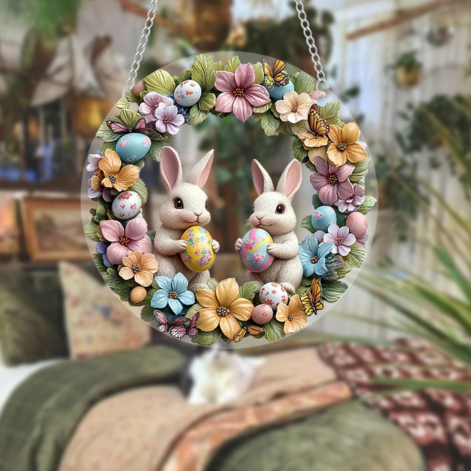 Click here for Boovnll Easter Decor  Easter Wreath Happy Acrylic... prices