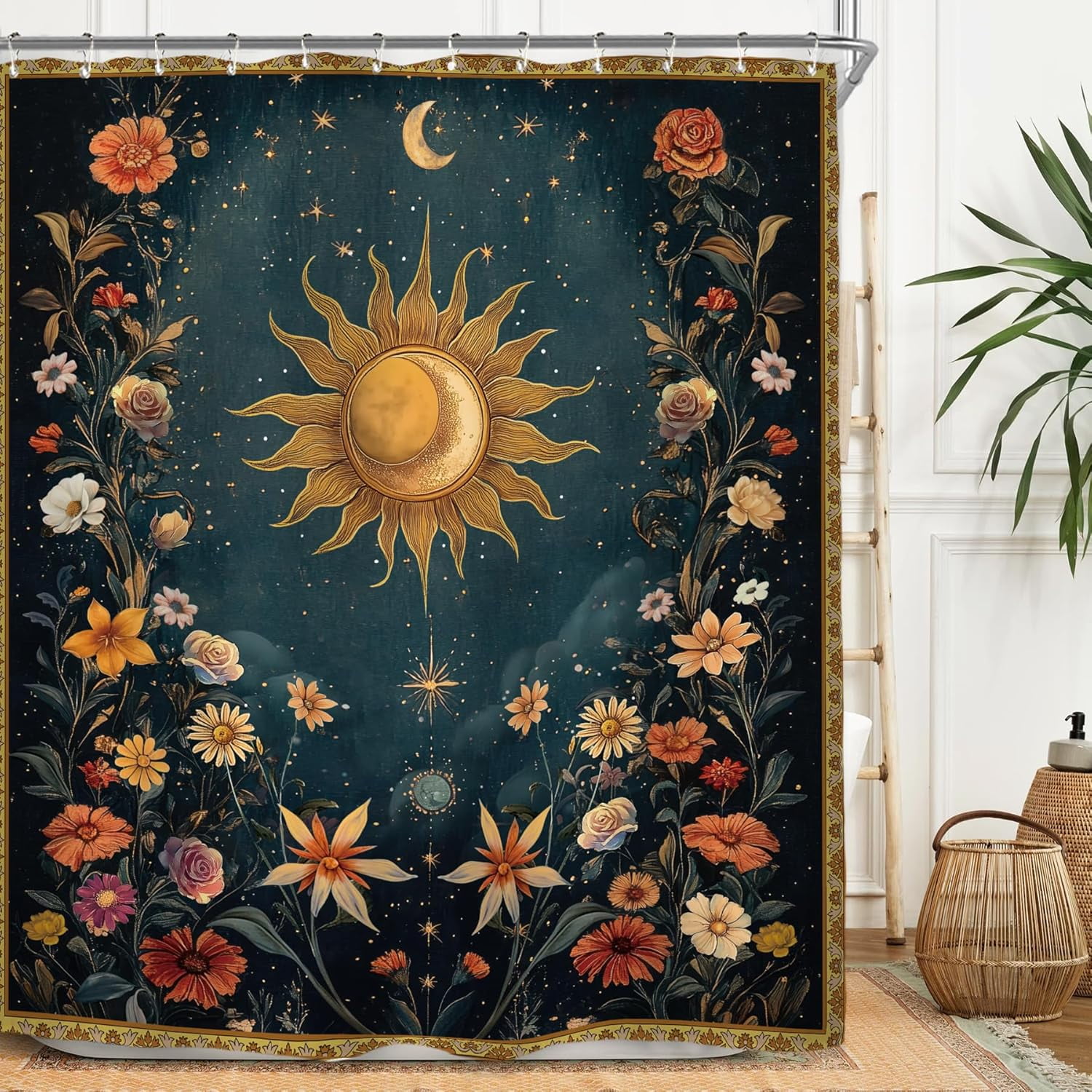 Click here for Siabc-Celestial Sun Moon Shower Curtain Set 60wx71... prices