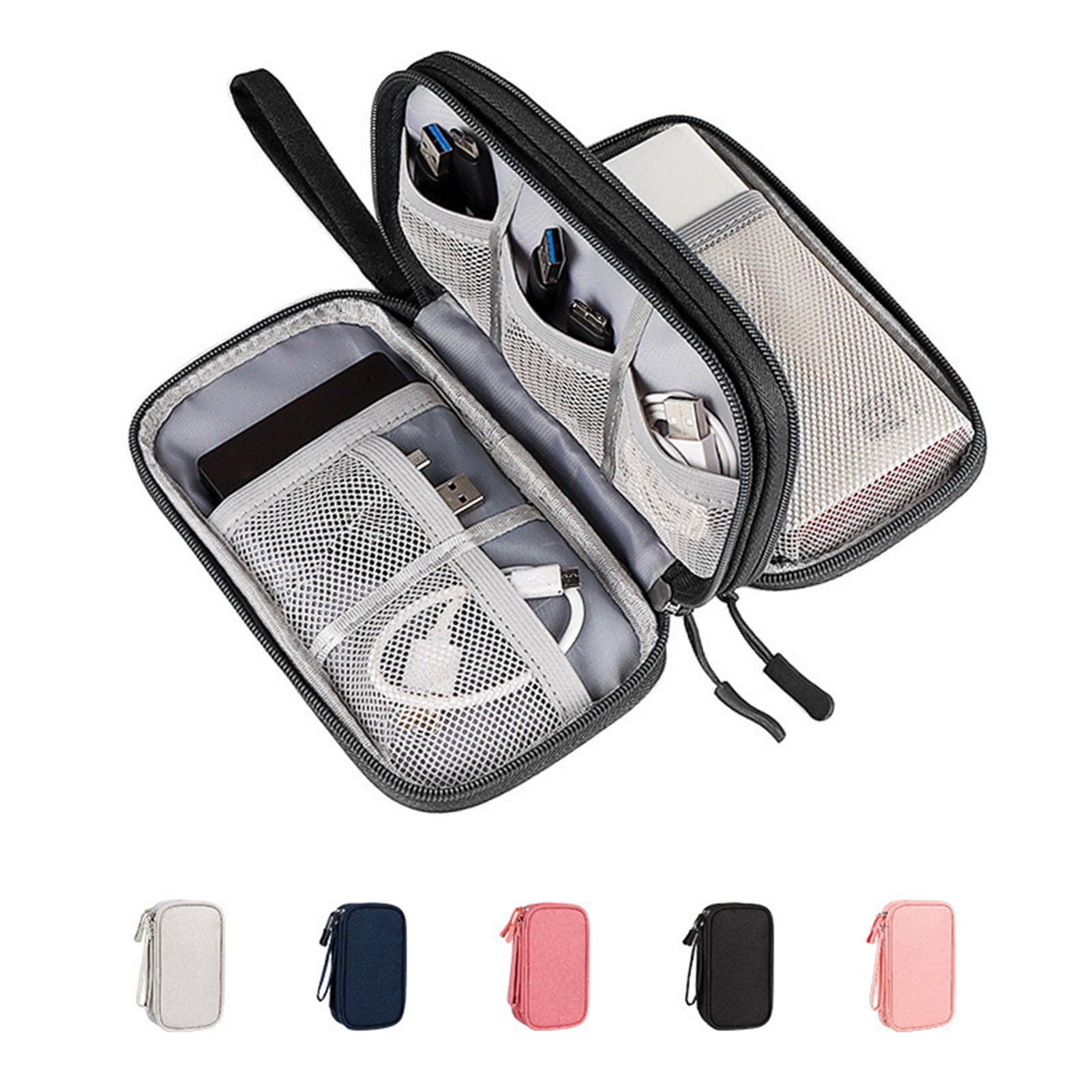 Washranp Electronic Cable Organizer Bag with Lanyard,Waterproof Double ...