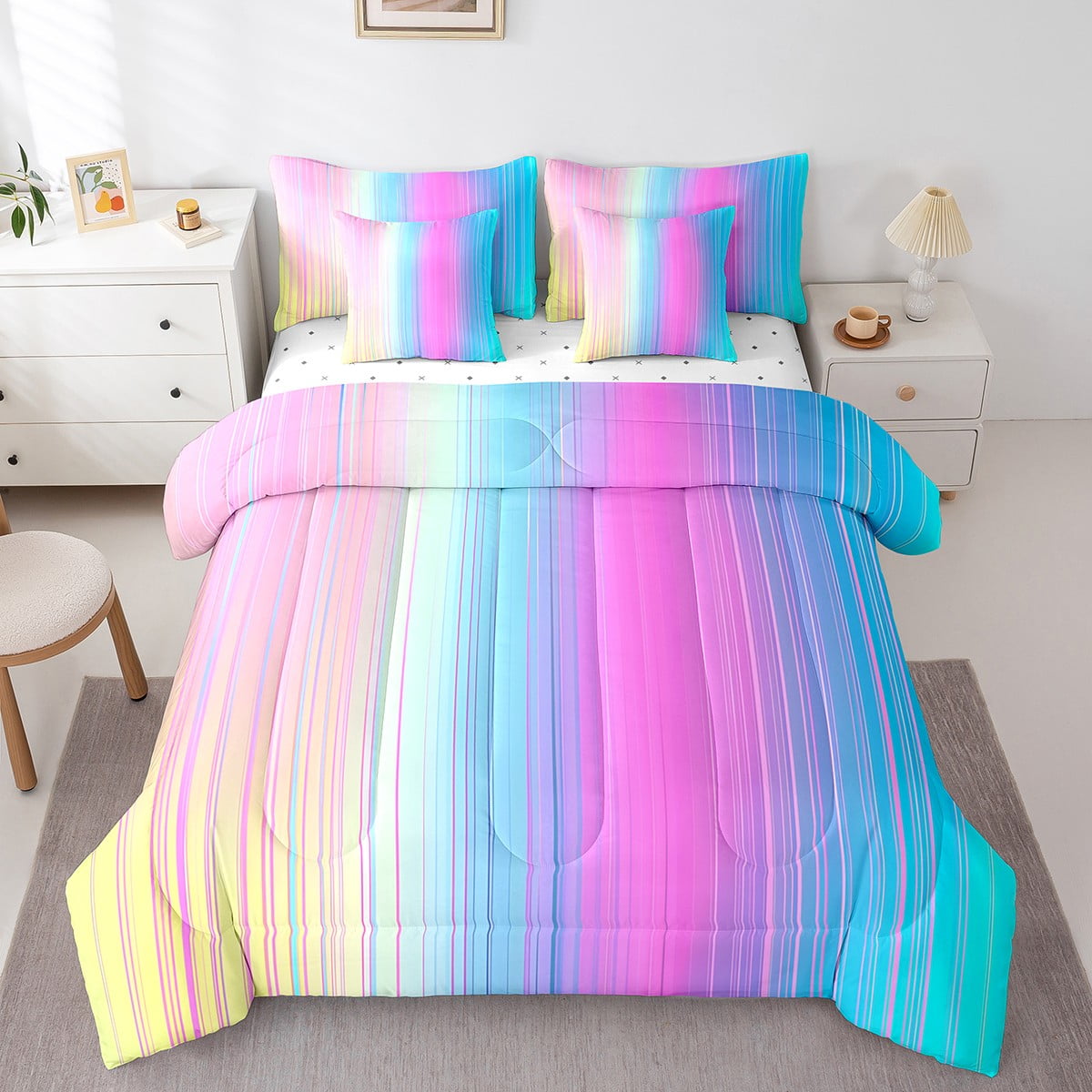 Click here for Yst Rainbow Bedding Sets Colorful Geometric Stripe... prices