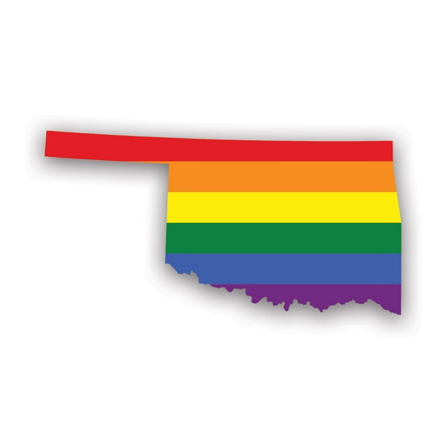 Oklahoma State Shaped Gay Pride Rainbow Flag Sticker Decal - Self ...