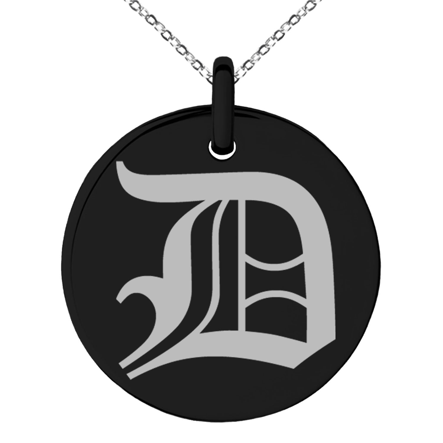 Stainless Steel Letter D Initial Old English Monogram Engraved Small ...