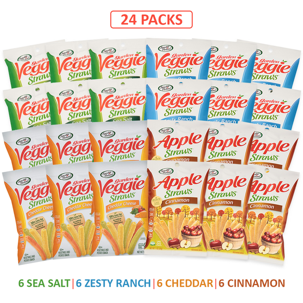 Sensible Portions Veggie Straws Sea Salt, Cheddar, Apple Cinnamon, and ...