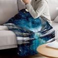 Blue Grey Geometric Blanket Soft Cozy Warm Throw Blanket for Couch ...