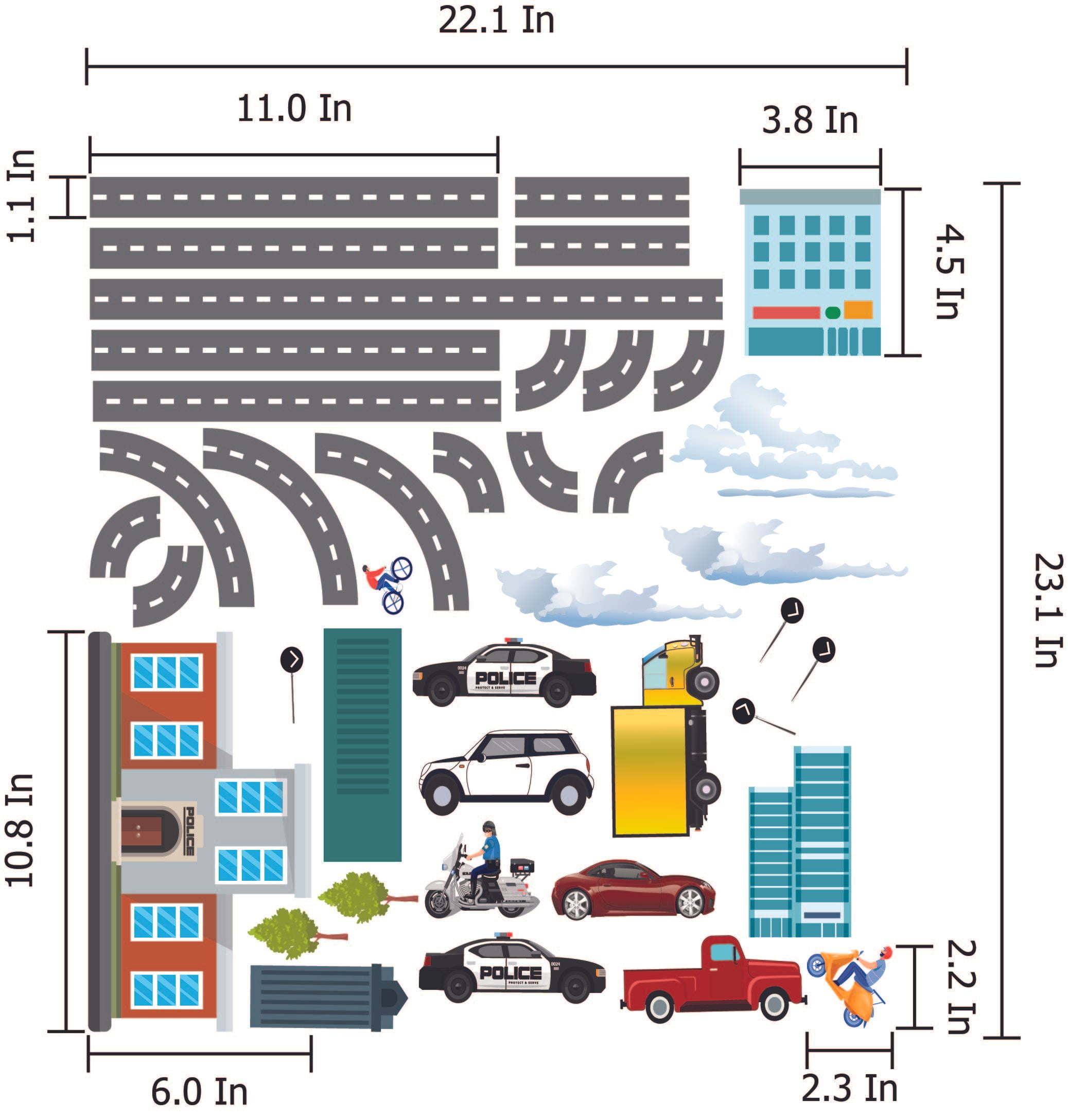 THE CITY - DIY Removable Home Police Station Vinyl Decal Sheet Kids ...