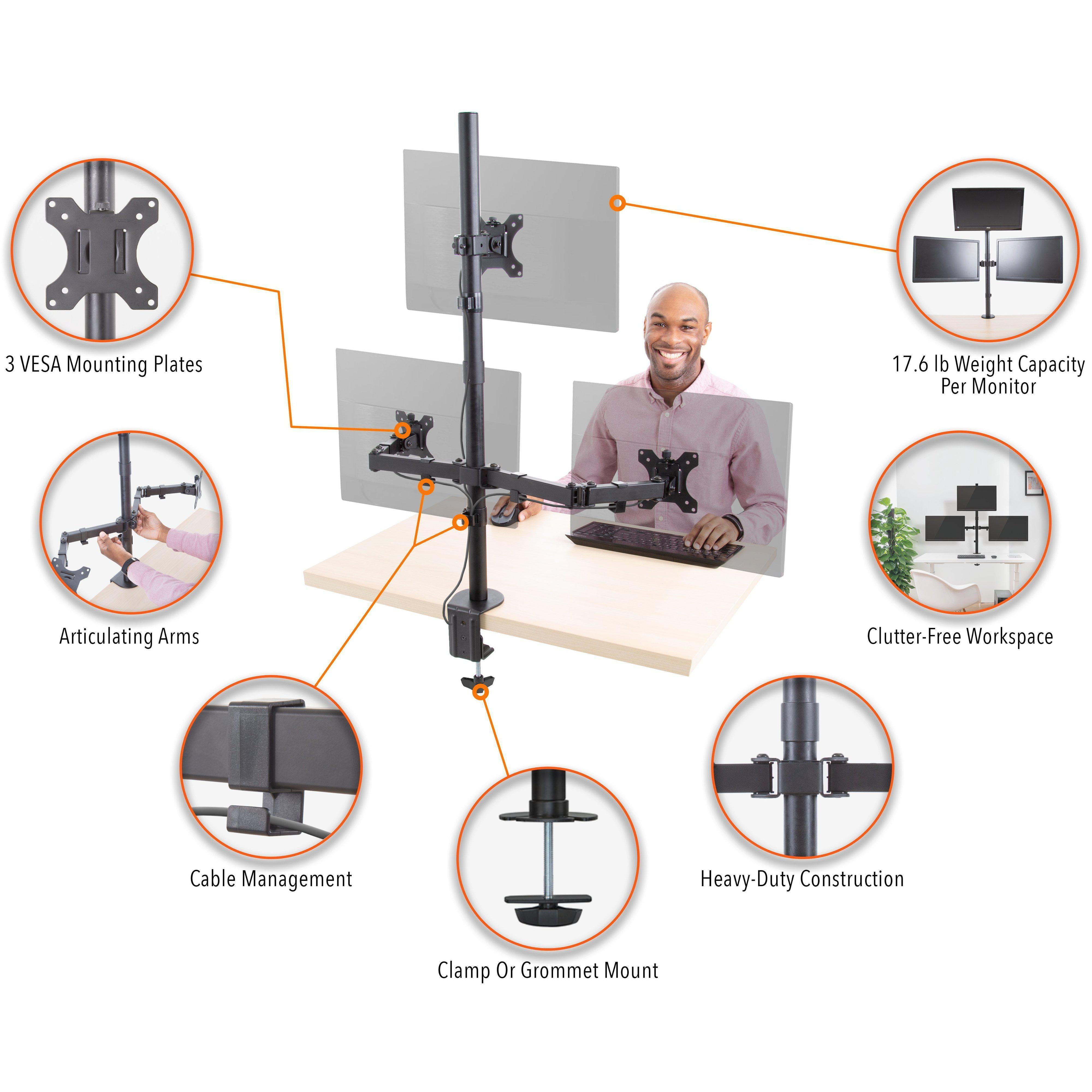 Stand Steady Freestanding 3 Monitor Mount Desk Stand | Height ...