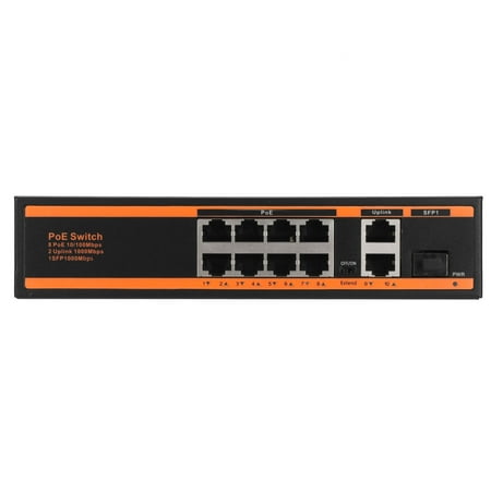10 Port Poe Switch With 8 Port 100M , 2 Port 1000M Adaptive RJ45 Ports ...