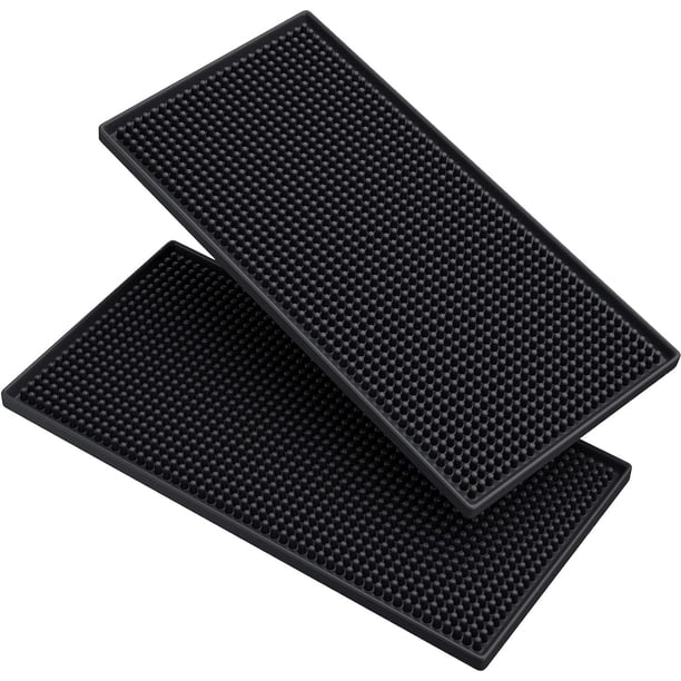 SHENMO (Black) 2 Pack Bar Mat PVC Rubber Bar Mat Coaster Drain Thick ...