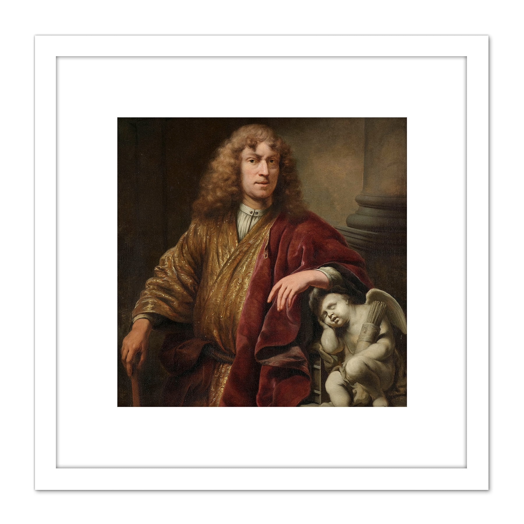 Ferdinand Bol Self Portrait Painting 8X8 Inch Square Wooden Framed Wall ...