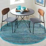 SAFAVIEH Rag Candis Striped Cotton Area Rug, Turquoise/Multi, 4' x 4 ...