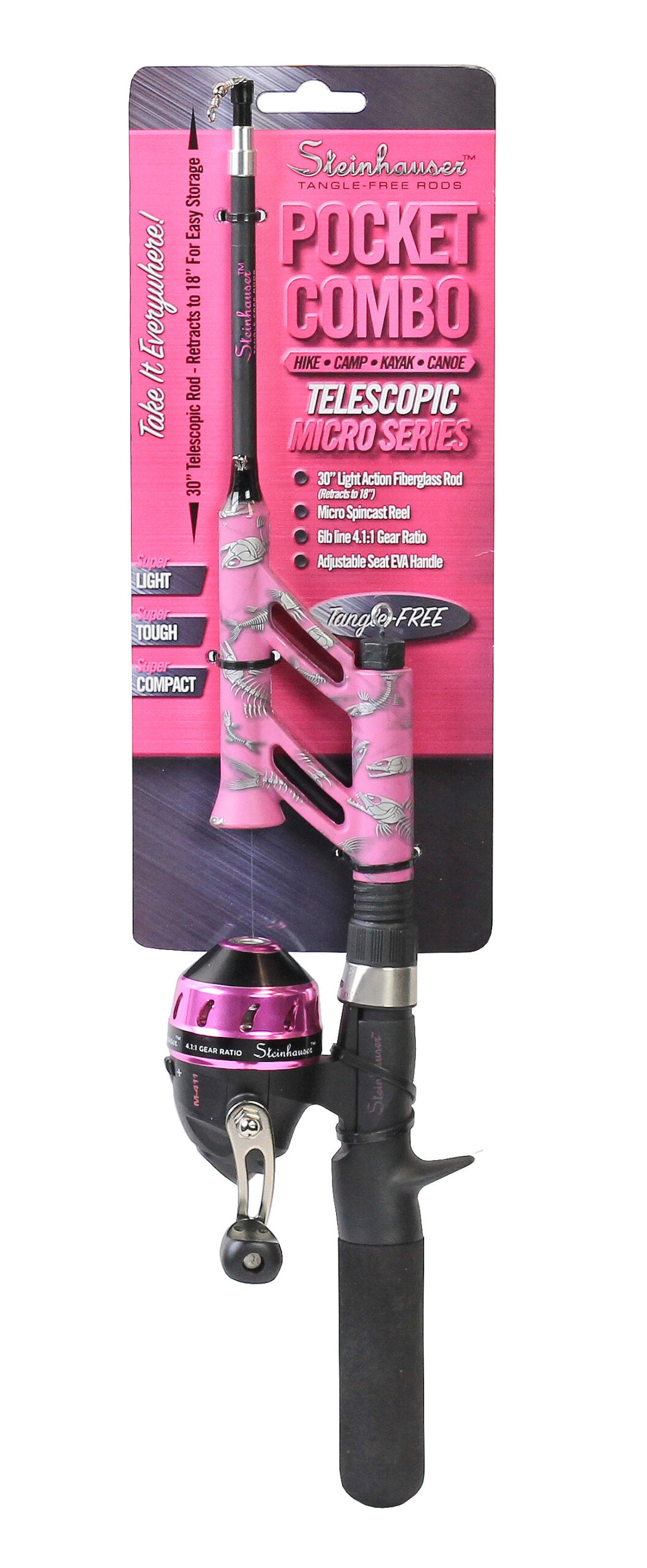 Profishiency Pink Telescopic Pocket Spincast Combo - Walmart.com