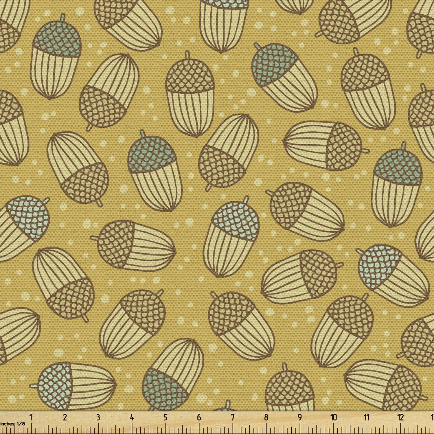 Acorn Fabric by the Yard Upholstery, Pattern with Acorns and Dots in ...