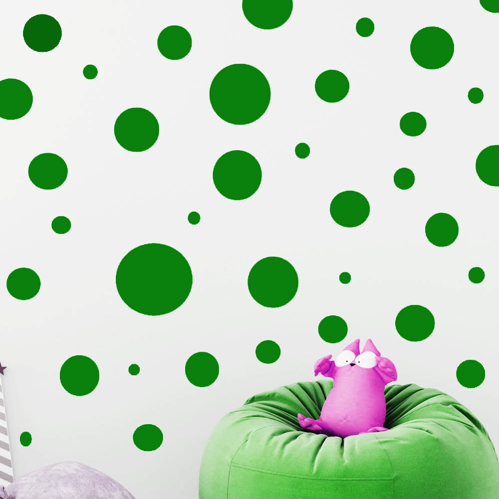 Green Polka Dot Wall Decals-Kids Fun Dot Room Decor (63) Vinyl Wall Dot ...