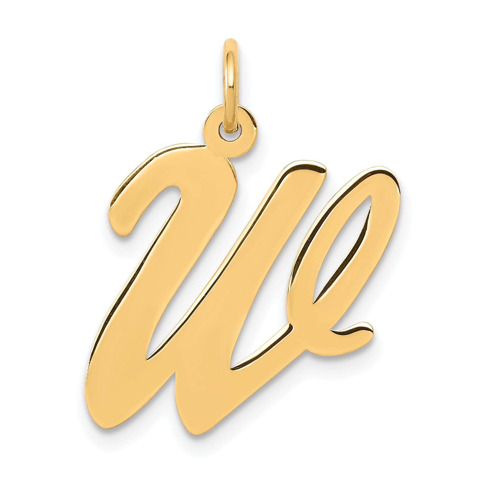 14k Yellow Gold Large Script Letter W Initial Monogram Name Charm ...