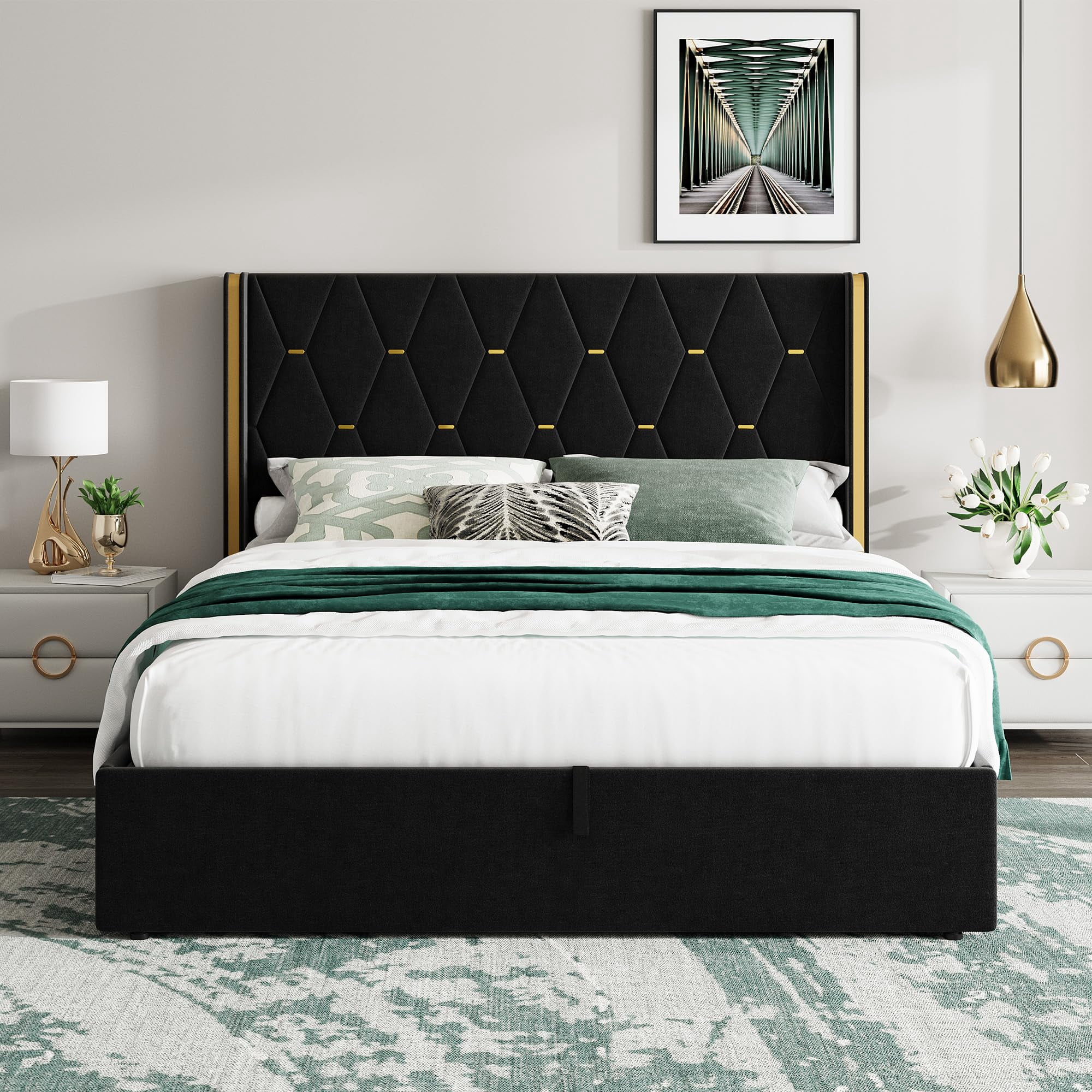 Click here for Akdsteel Lift Up Storage Bed Frame With Gold Wingb... prices