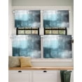 Abstract Teal Grey Color Block Short Blackout Curtains 24 Inch Long ...