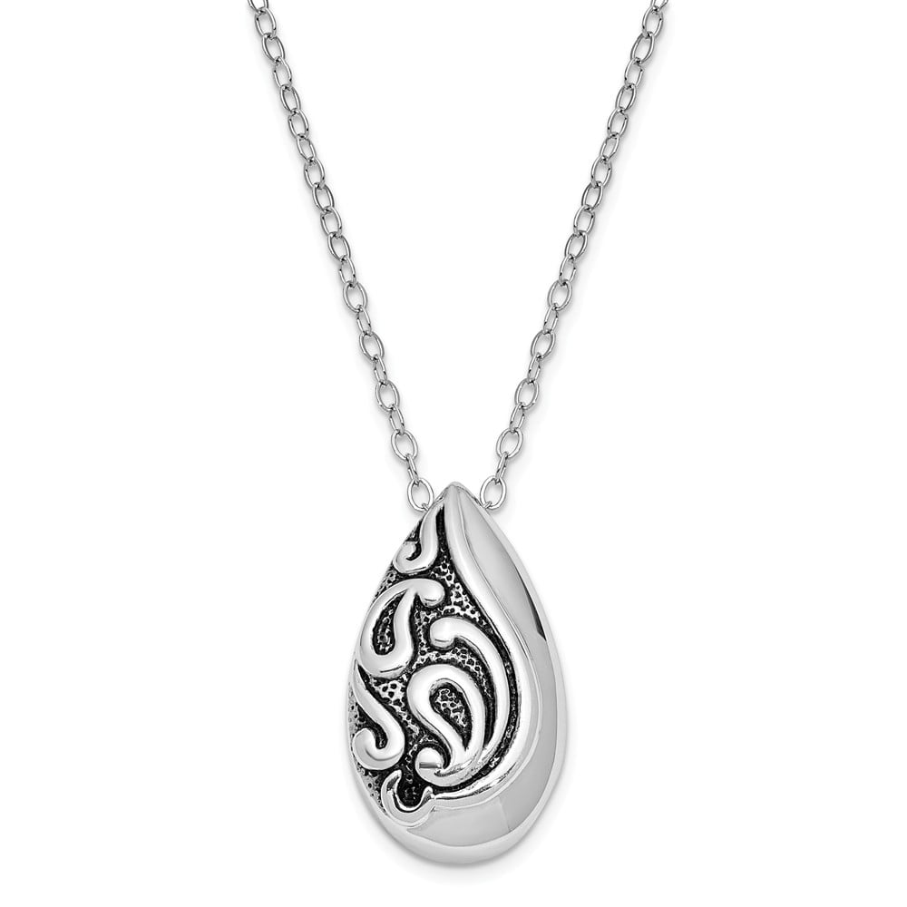 Mia Diamonds 925 Sterling Silver Antiqued Teardrop Ash Holder 18inch ...