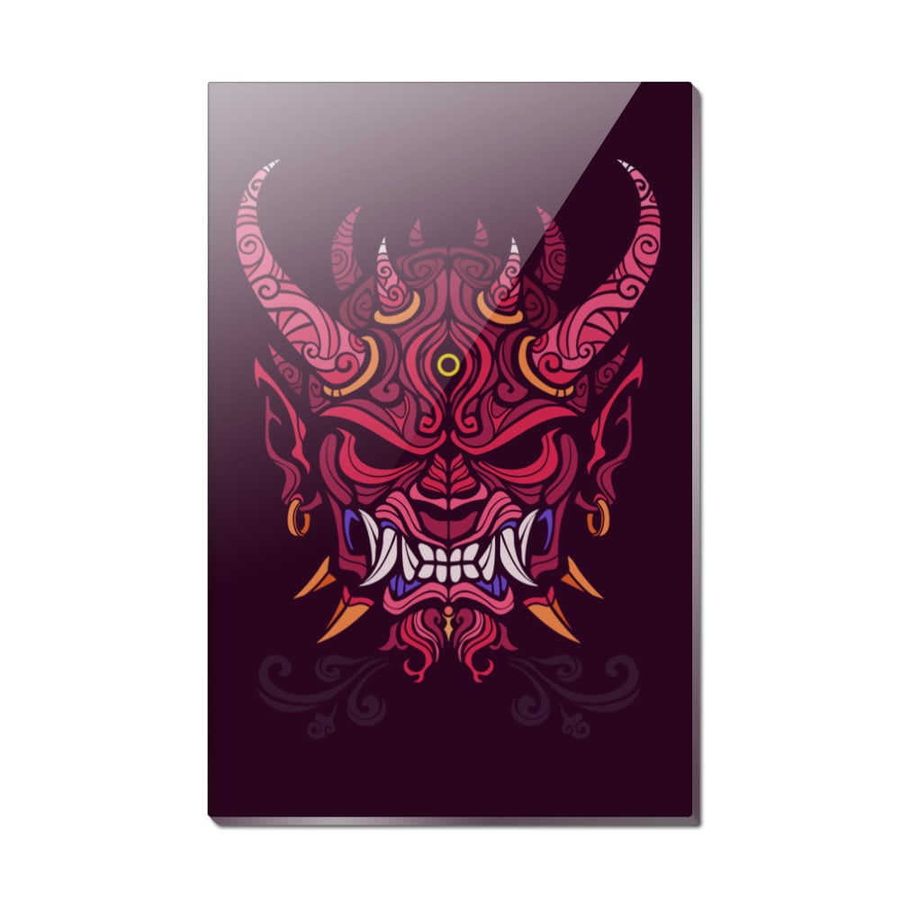 Japanese Horned Demon Mask Oni Rectangle Acrylic Fridge Refrigerator ...
