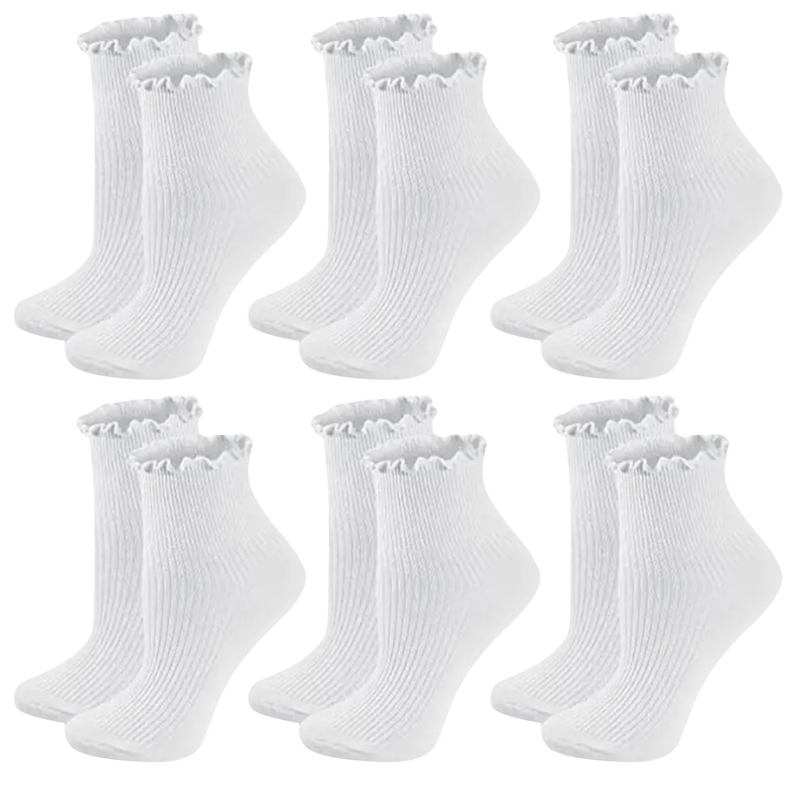 Click here for Cfhntfmh 6 Pack Ruffle Socks For Women Non Slip Co... prices