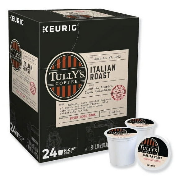 Tully's Coffee Italian Roast Coffee K-Cups, 24/Box, Each - Walmart.com