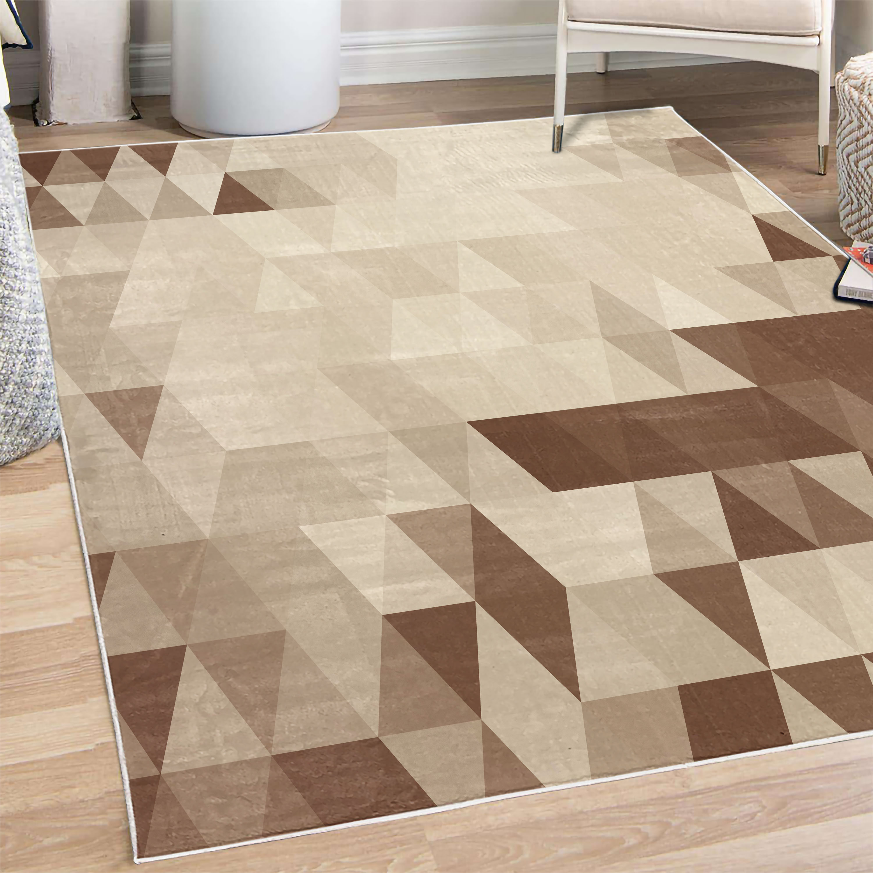 Geometric Decorative Rug, Triangle Mosaic Shapes Patterns with Abstract ...