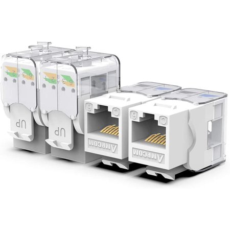 10-Pack RJ45 CAT6 Tool-Less UTP Key Jack, AMPCOM Self-Locking Cat6 Key ...