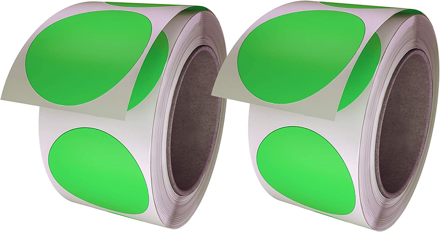 Round Colored Stickers 2 inch 50mm - Neon Green Color Labeling dot ...