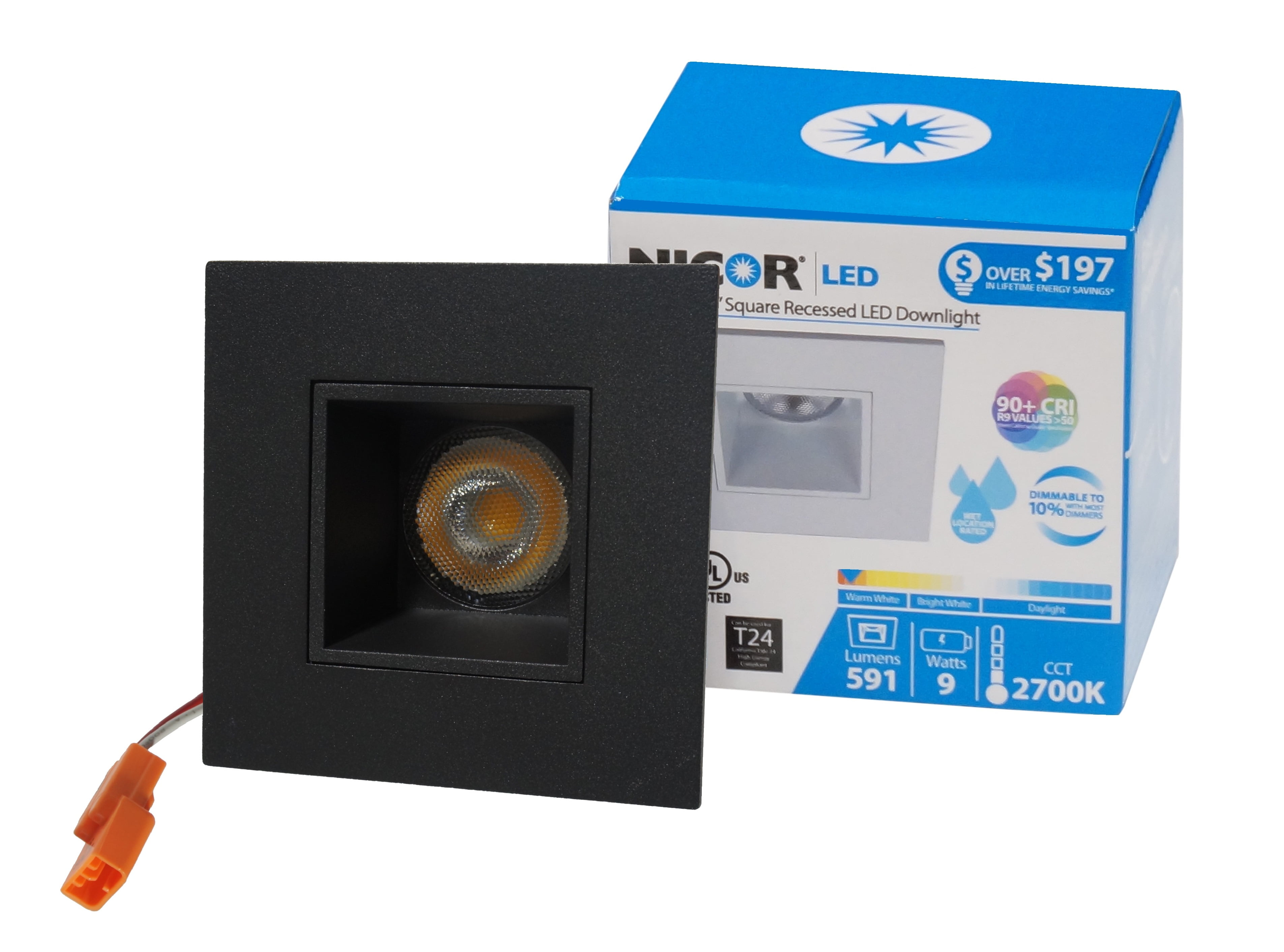 NICOR Lighting 2-Inch Square 3000K LED Downlight Fixture for 2-Inch ...